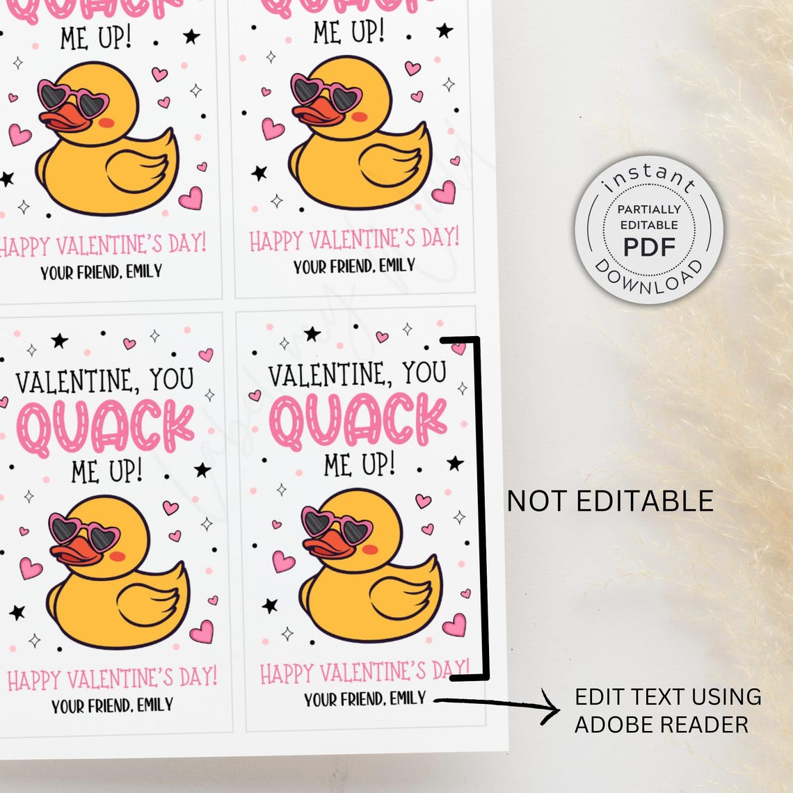 Rubber Duck Valentine Gift Tag, You Quack Me up Valentine's Day Cards ...