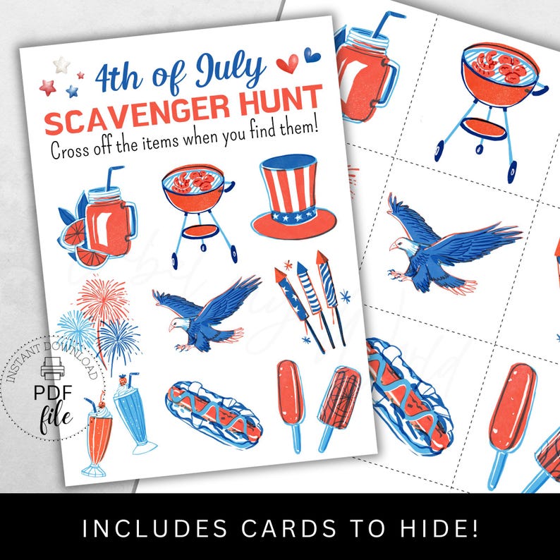 Printable 4th of July Scavenger Hunt for Toddlers, House/classroom ...