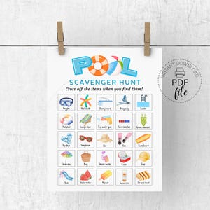 Printable Swimming Pool Scavenger Hunt, Outdoor Treasure Hunt for Kids ...