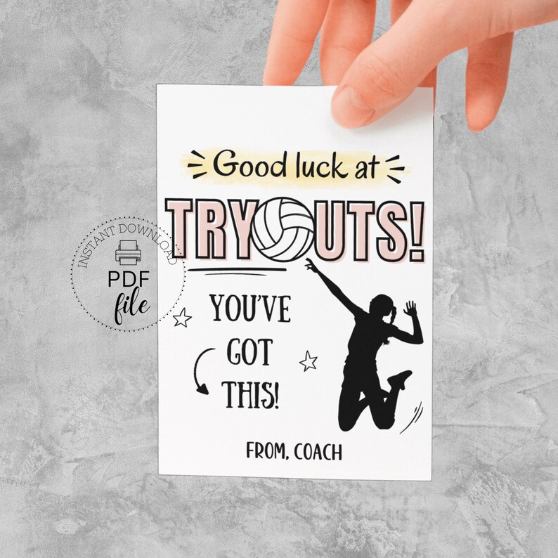 Volleyball Good Luck at Tryouts Printable Gift Tag, Personalized You've ...