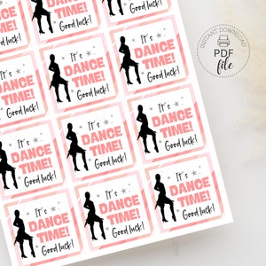 Dance Good Luck Gift Tags, Printable It's Dance Time Good Luck Favor ...