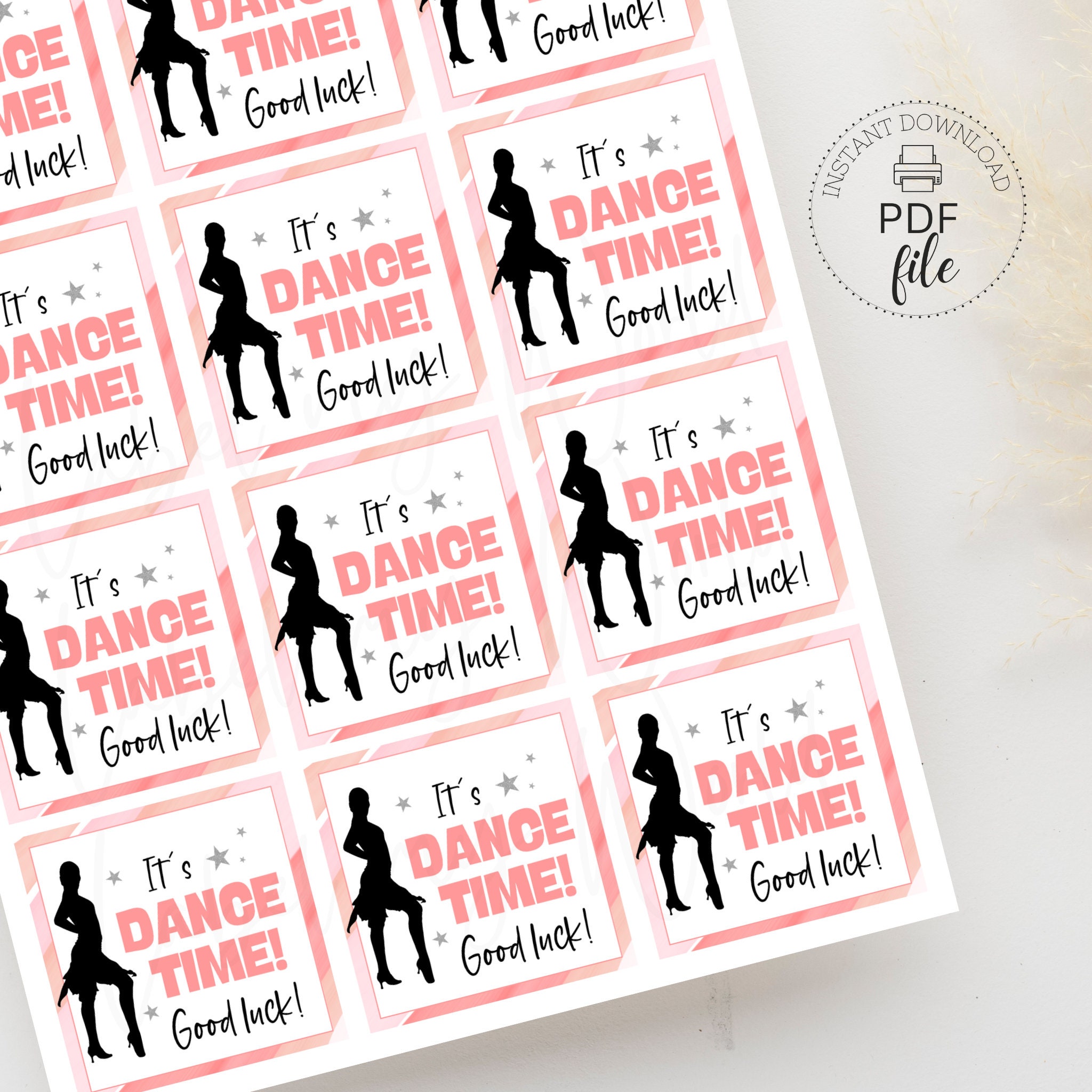 Dance Good Luck Gift Tags, Printable It's Dance Time Good Luck Favor ...