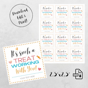 It's Such a Treat Working With You Personalized Tag | Printable ...