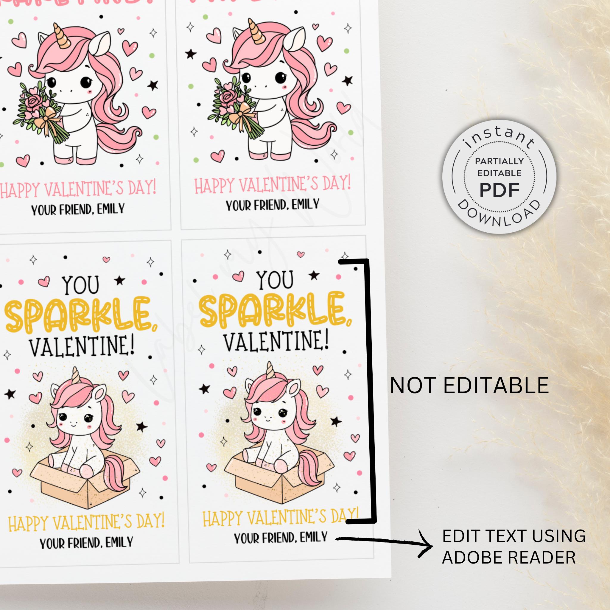 Printable Unicorn Valentine Cards, Classroom Magical Unicorn Valentine ...