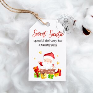 Secret Santa Special Delivery for Customized Gift Tags | Printable ...