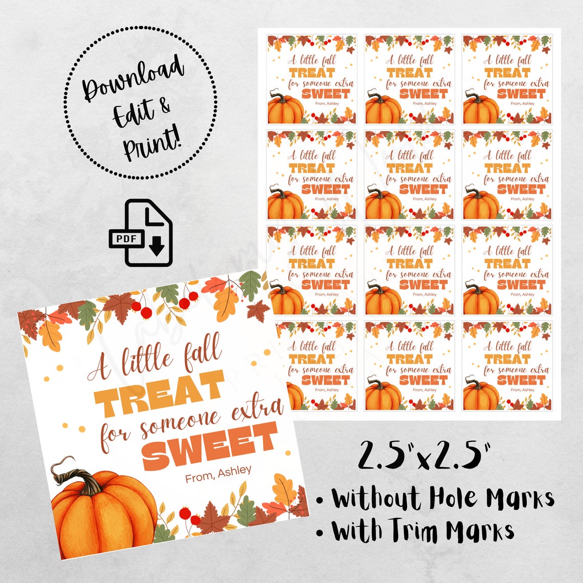 Fall Appreciation Treat Tags Printable A Little Fall Treat for Someone ...