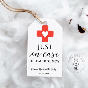 Printable Just in Case of Emergency Gift Tag, Personalized Bridal ...