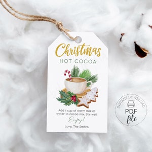 Christmas Hot Cocoa Treat Tags, Printable Holiday Hot Chocolate Mix ...