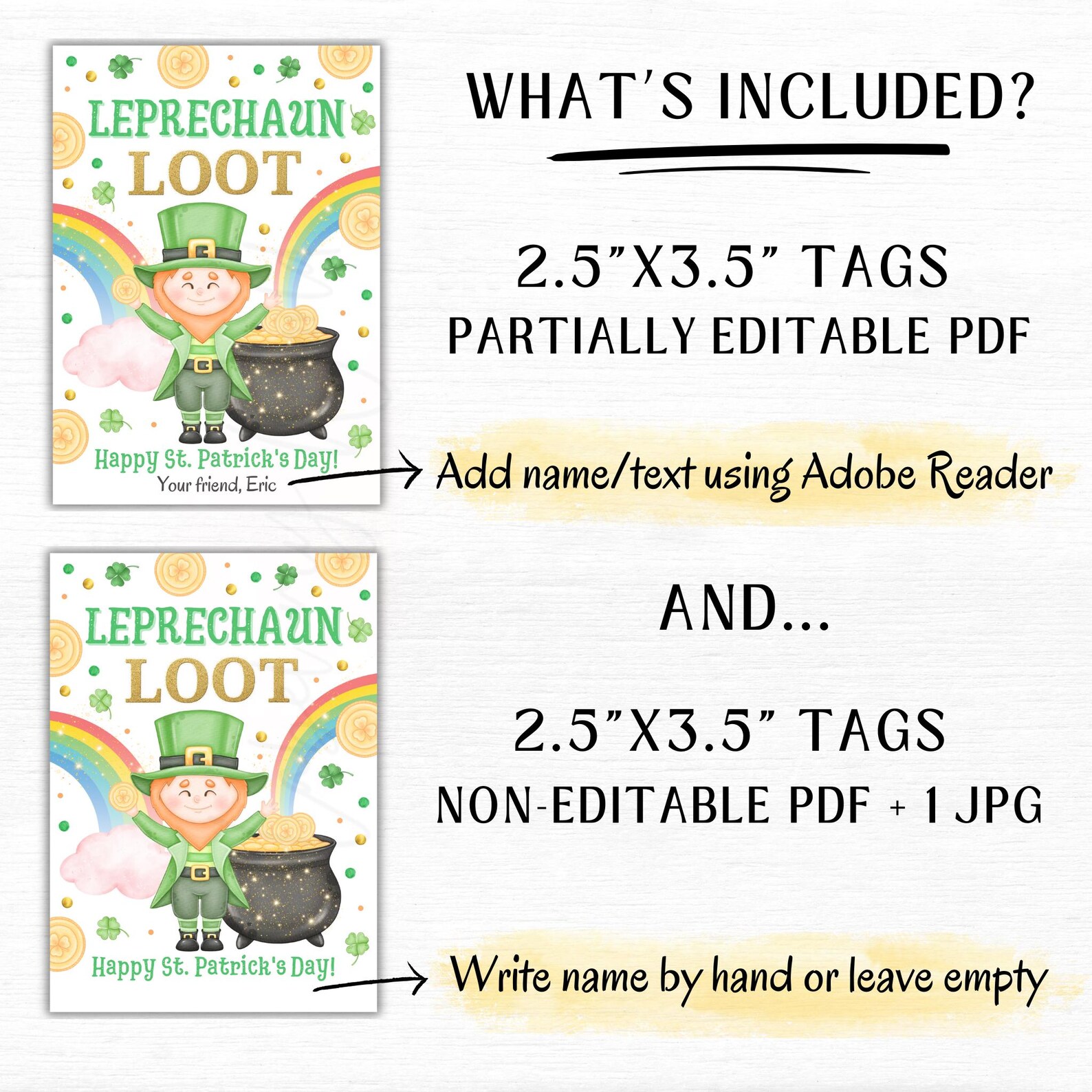 Printable Leprechaun Loot Gift Tag, Happy St Patricks Day Personalized ...