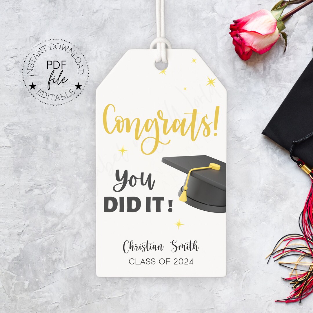 Personalized Congrats You Did It! Class of 20XX Tags | Printable ...