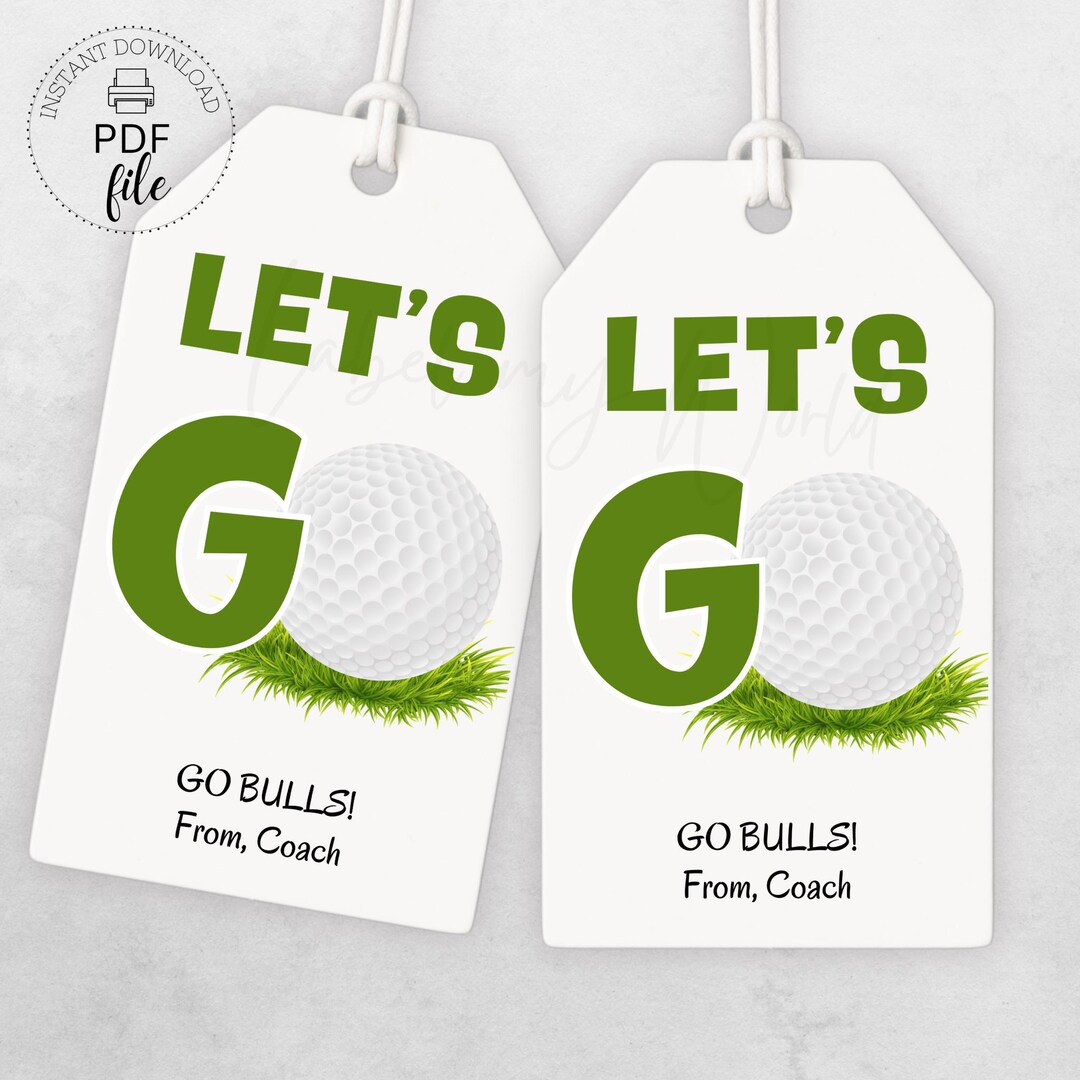 Golf Team Let's Go Tag | Printable Golf Ball Good Luck Game Day Snacks Tag | Personalized Golf ...
