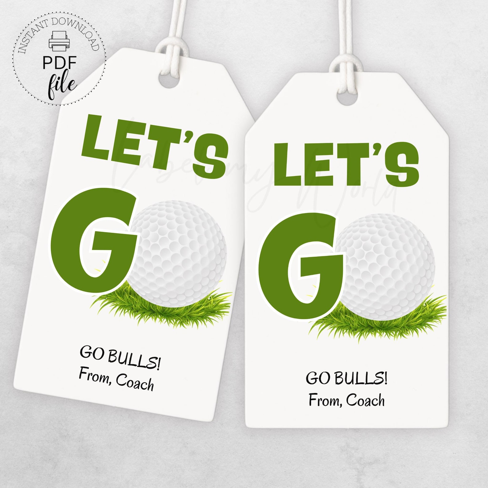 Golf Team Let's Go Tag | Printable Golf Ball Good Luck Game Day Snacks ...