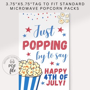 Microwave Popcorn Pack Tag | Printable Just Popping by to Say Happy ...