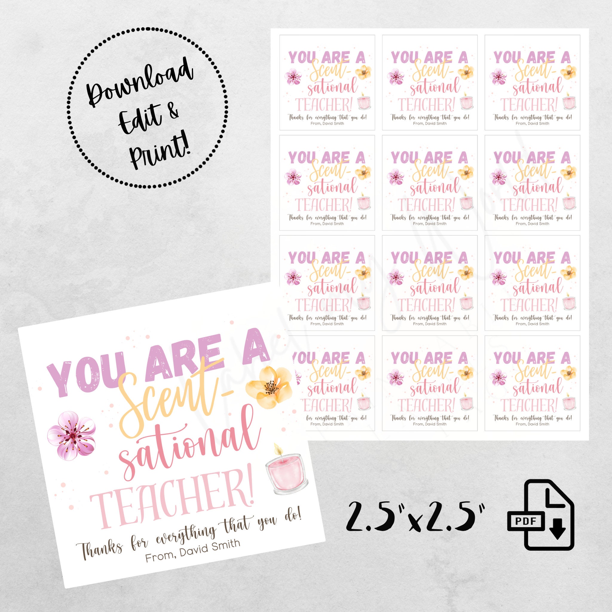 You Are a Scent-sational Teacher Gift Tag Printable Teacher ...