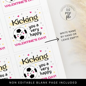 Printable Soccer Gift Tag, Kicking You a Very Happy Valentine's Day 2.5 ...