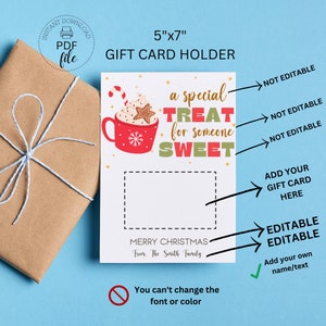 Christmas Gift Card Holder Template | Printable A Special Treat for ...