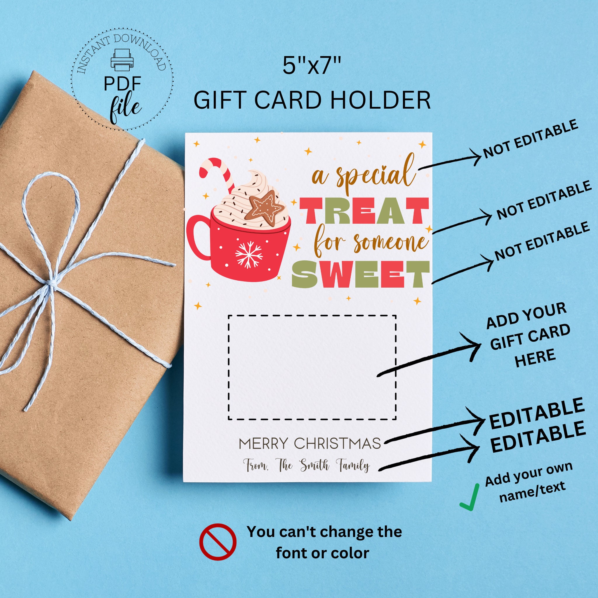 Christmas Gift Card Holder Template | Printable A Special Treat for ...