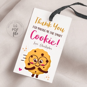 Printable Teacher/school Cookie Appreciation Gift Tag, Personalized ...