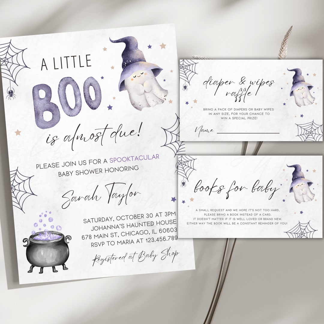 Printable Little Boo Halloween Baby Shower Invitation, A Little Boo is ...