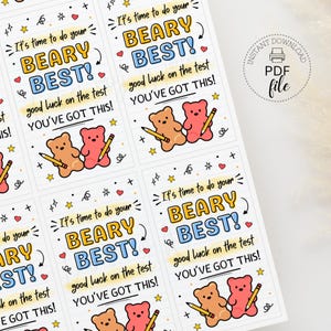Printable Testing Day Gummy Bears Snack Tag, Classroom It's Time to Do ...