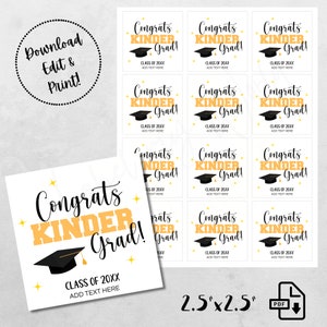 Kindergarten Graduation Gift Tag | Editable Congratulations Kinder ...