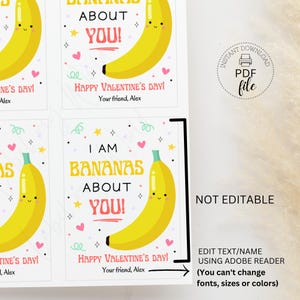 Printable Bananas About You Valentine Gift Tag, Personalized Classroom ...