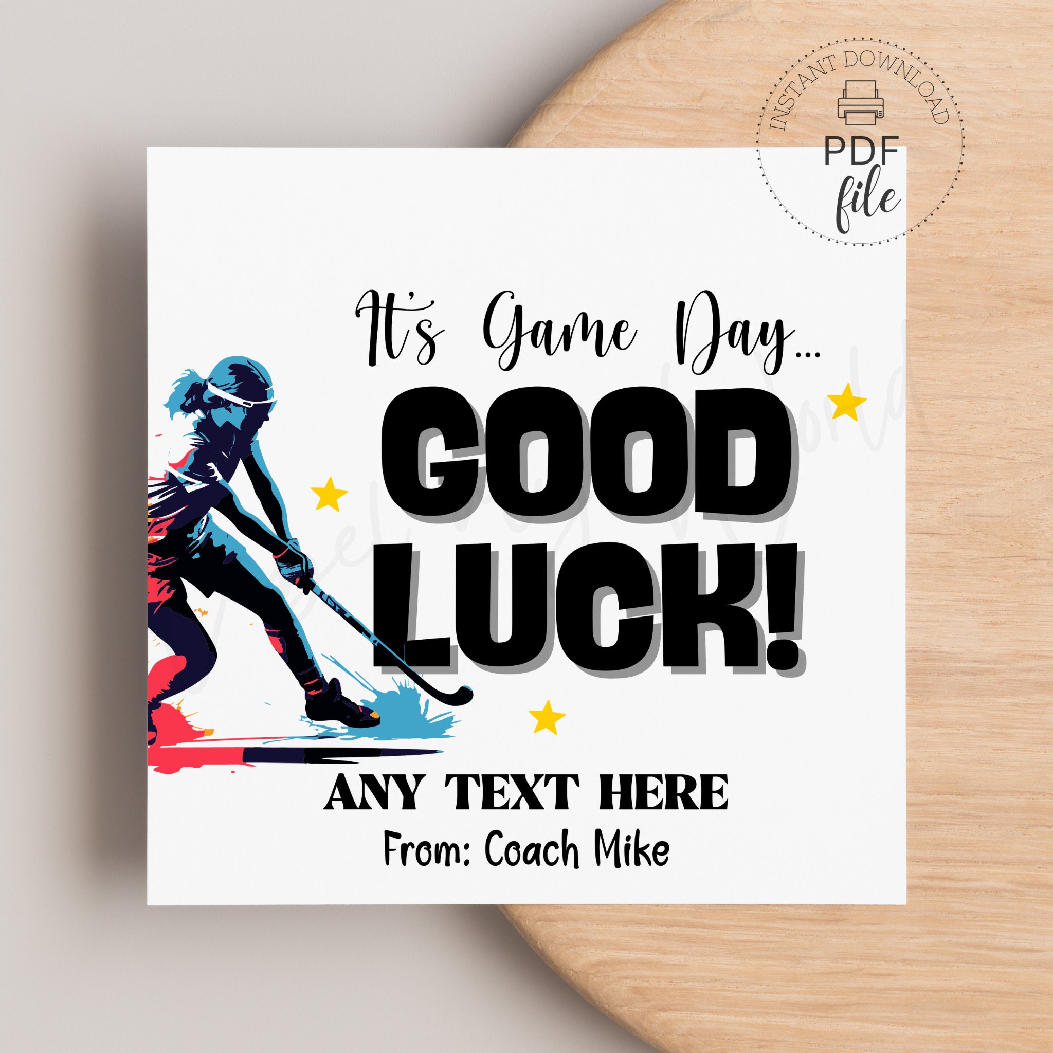 Field Hockey Good Luck Printable Tags Personalized Cheer Team Gift Tag ...