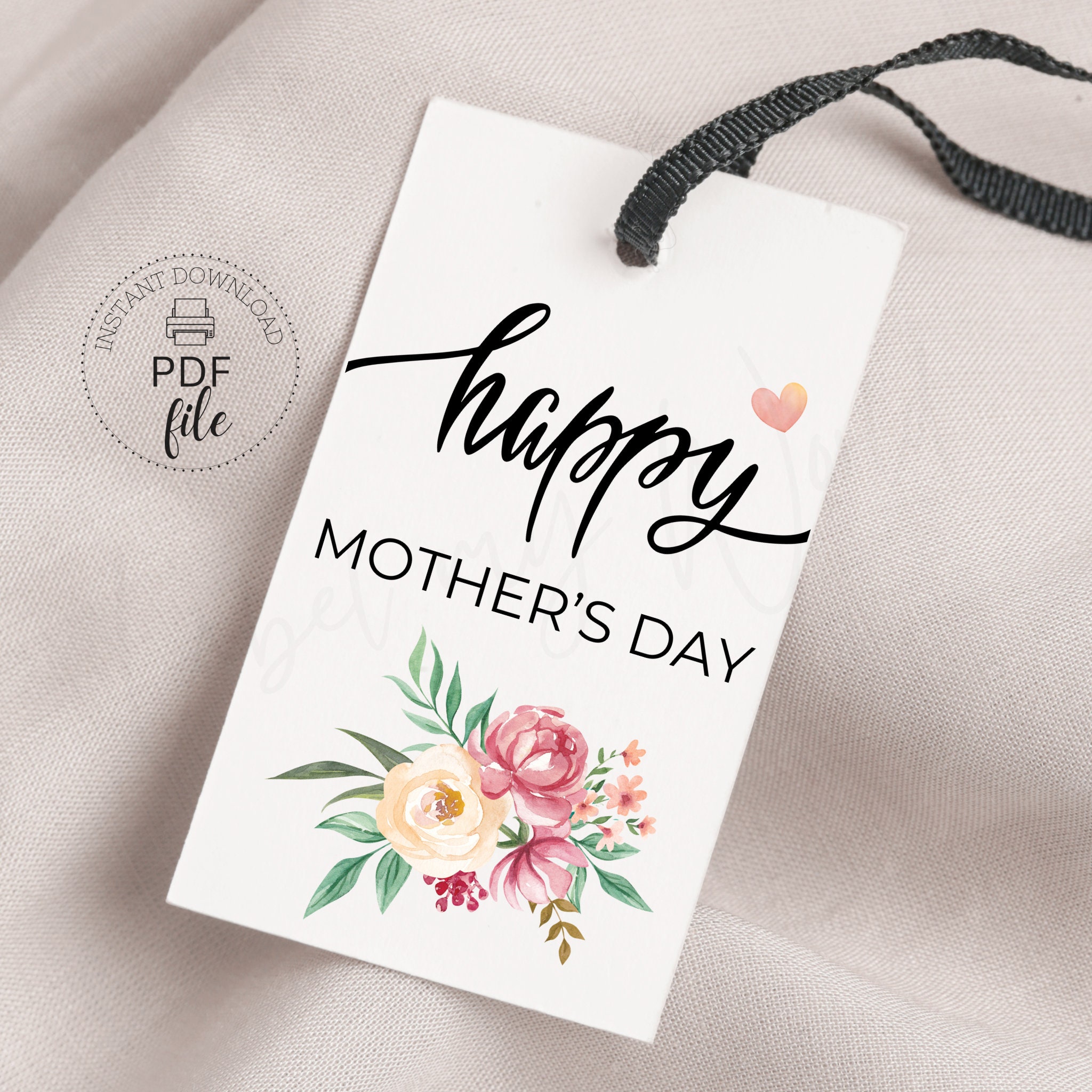 Happy Mother's Day Printable Gift Tag Mother's Day Floral Template Tag ...
