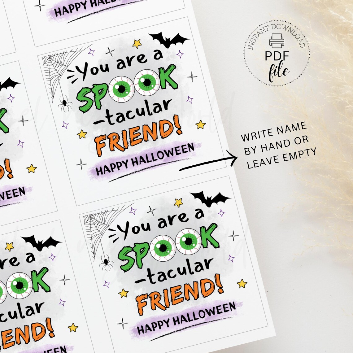 Printable You Are a Spook-tacular Friend Tag, Happy Halloween School ...