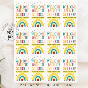 Welcome Back to School Printable Sign + Gift Tag, Teacher School Staff ...