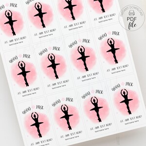 Printable Good Luck Ballerina Gift Tags, Personalized Ballet Dancer ...