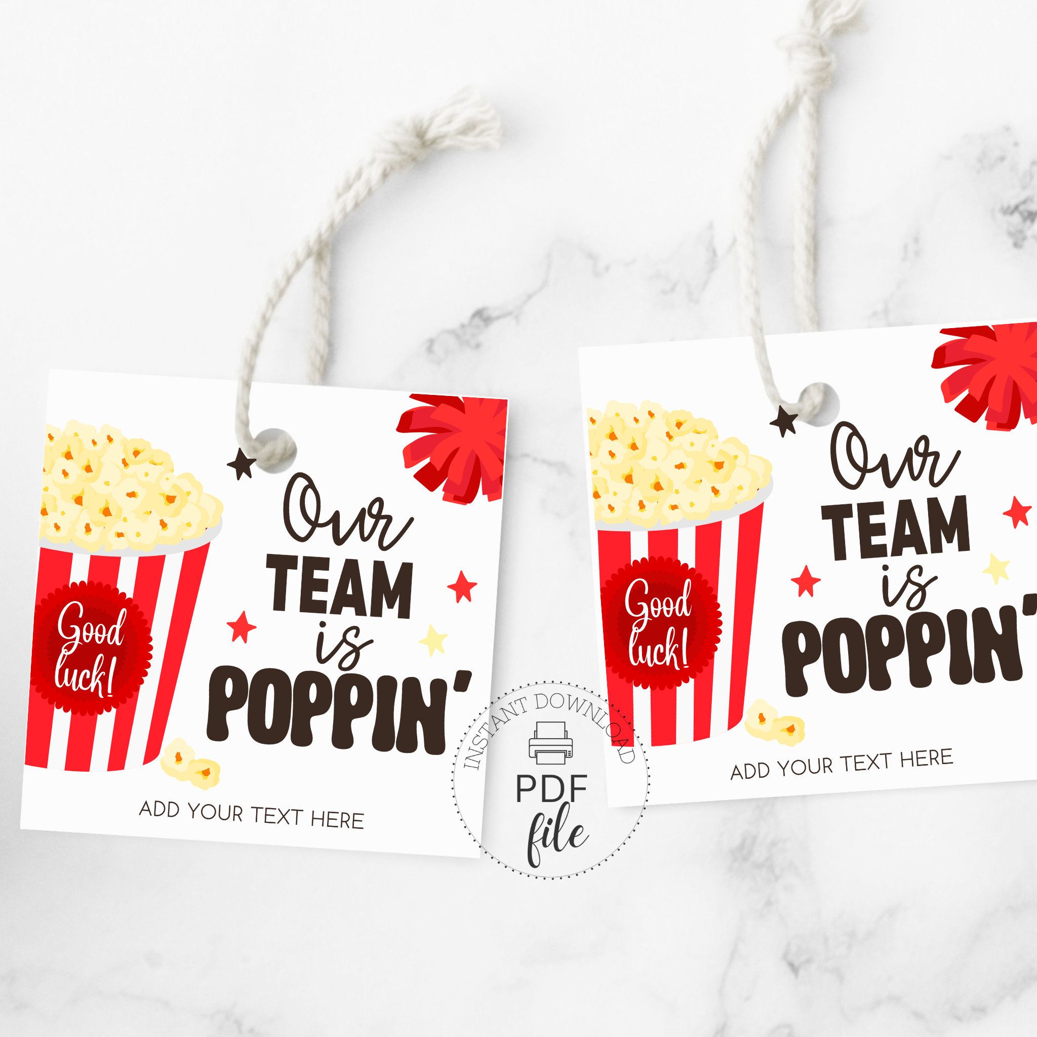 Printable Our Team is Poppin' Tags Personalized Cheer - Etsy