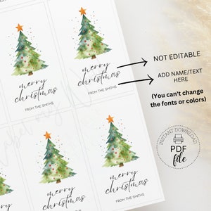 Merry Christmas Gift Tag | Printable Christmas Tree Favor Tag ...