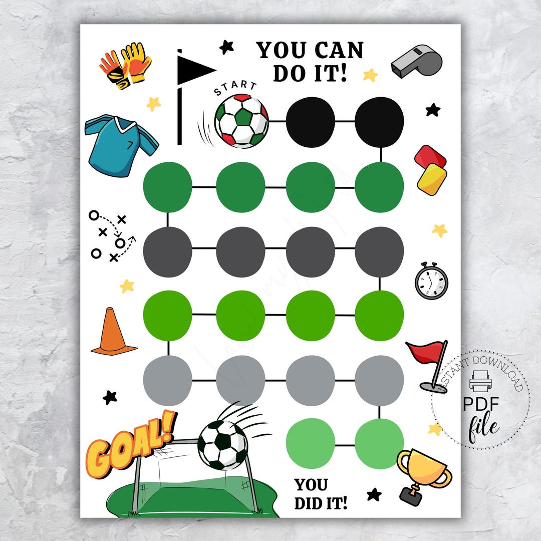 Printable Soccer Theme Reward Chart for Kids, Boys Behavior Sticker ...