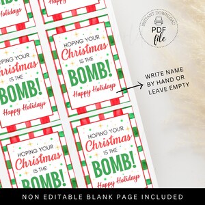 Printable Christmas Hot Cocoa or Bath Bomb Gift Tag, Personalized ...