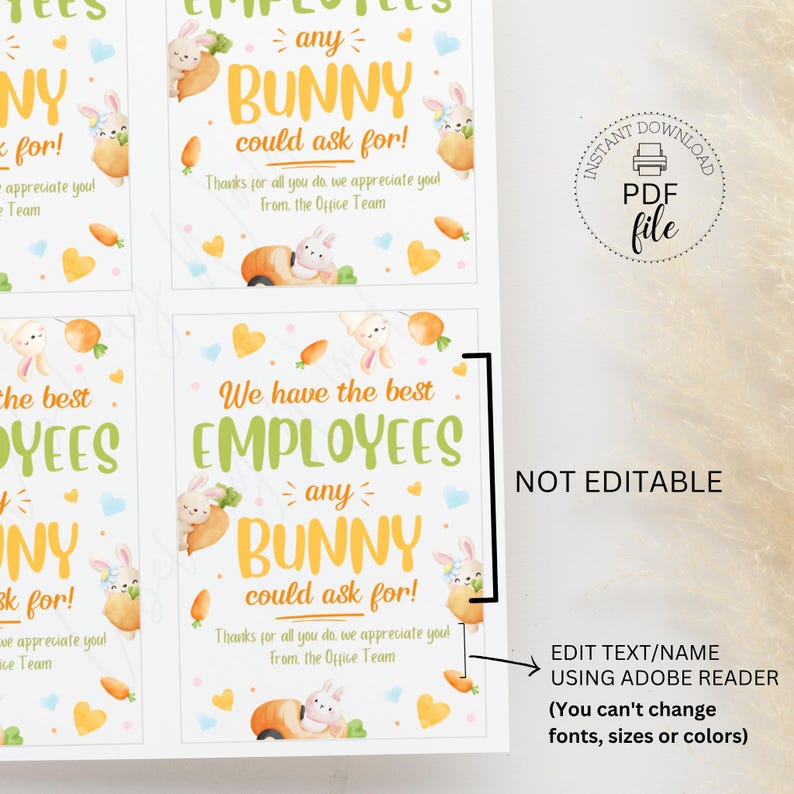Printable Work Appreciation Easter Gift Tag, We Have the Best Employees ...