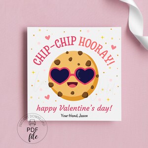 Printable Chip Chip Hooray Valentine Cookie Gift Tag, Personalized ...