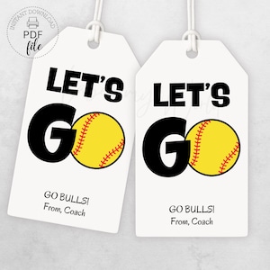 Softball Team Let's Go Tags | Printable Good Luck Game Day Treats Tags ...