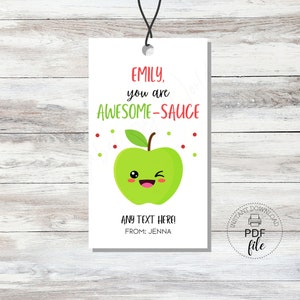 Printable You Are Awesome-sauce Gift Tag | Personalized Classroom ...