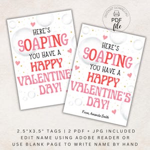 Printable Valentine Soap Gift Tag, Personalized Soaping You Have a ...