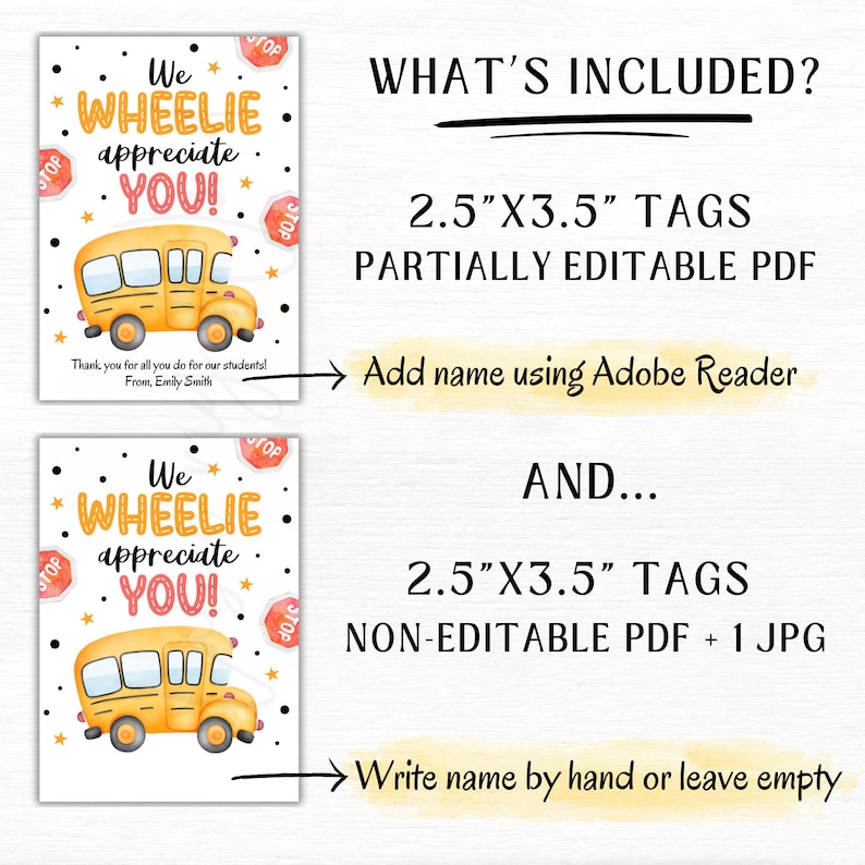 Printable School Bus Driver Appreciation Tag, We Wheelie Appreciate You ...