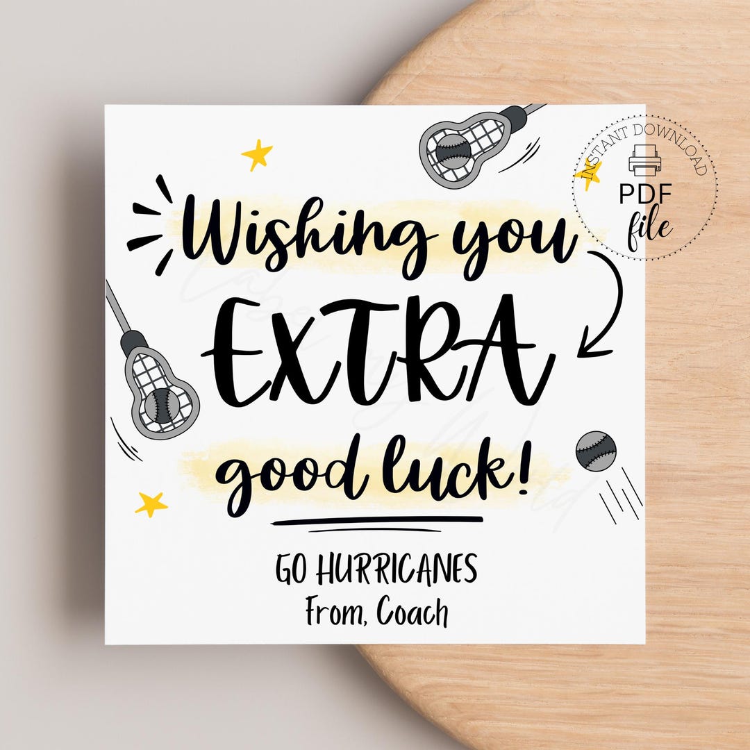 Printable Lacrosse Gum Gift Tag, Wishing You Extra Good Luck ...