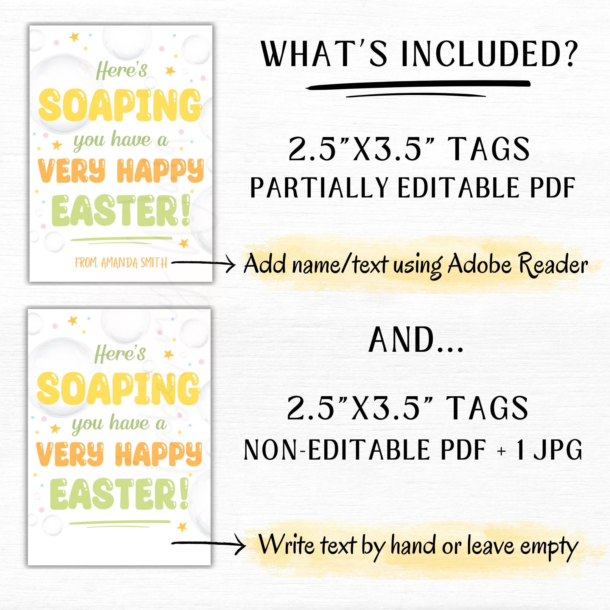 Printable Easter Soap Gift Tag, Soaping You Have a Very Happy Easter ...
