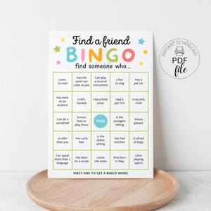 Printable Find a Friend Bingo, Find Someone Who Bingo Game Pre-filled ...