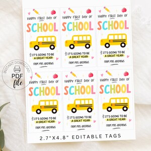 Printable Happy First Day of School Tag, Teacher/classroom Back to ...