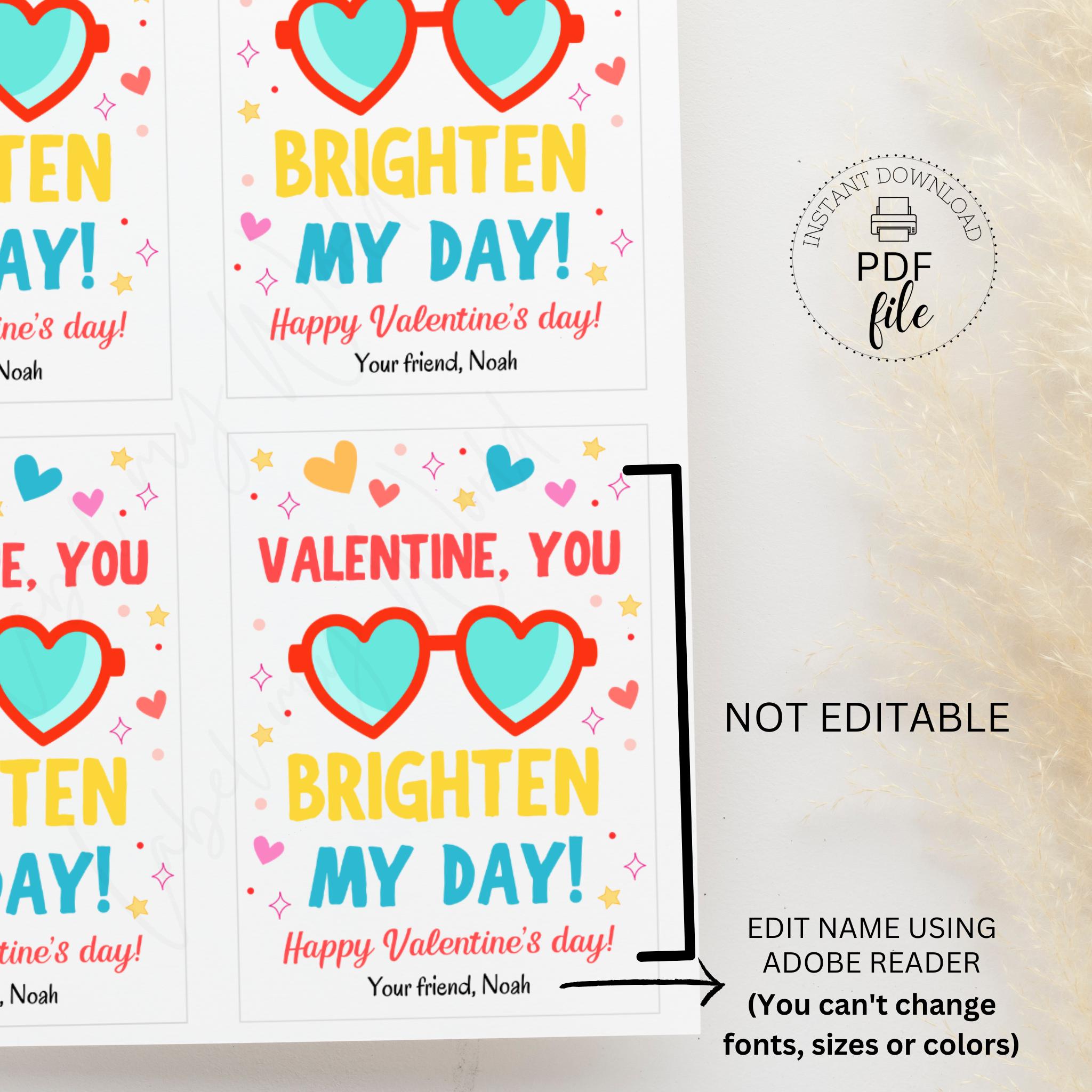 Printable Heart Sunglasses Valentine Gift Tag, Personalized You ...