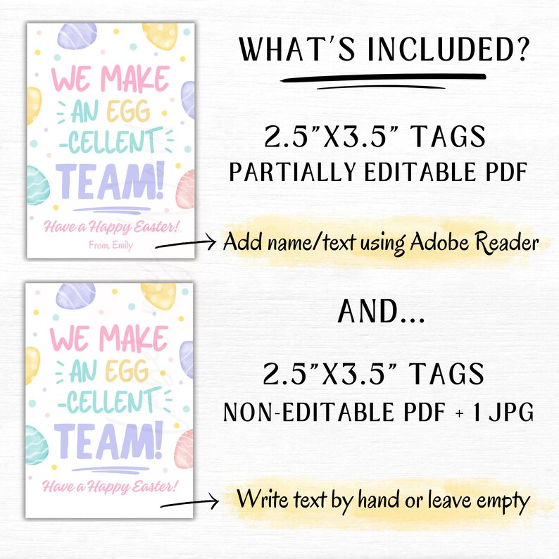 Printable We Make an Egg-cellent Team Tag, Personalized Have a Happy ...