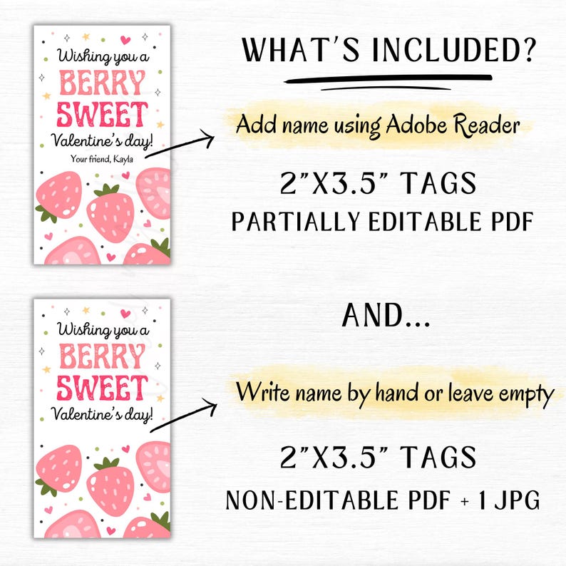 Printable Wishing You a Berry Sweet Valentine's Day Gift Tag ...