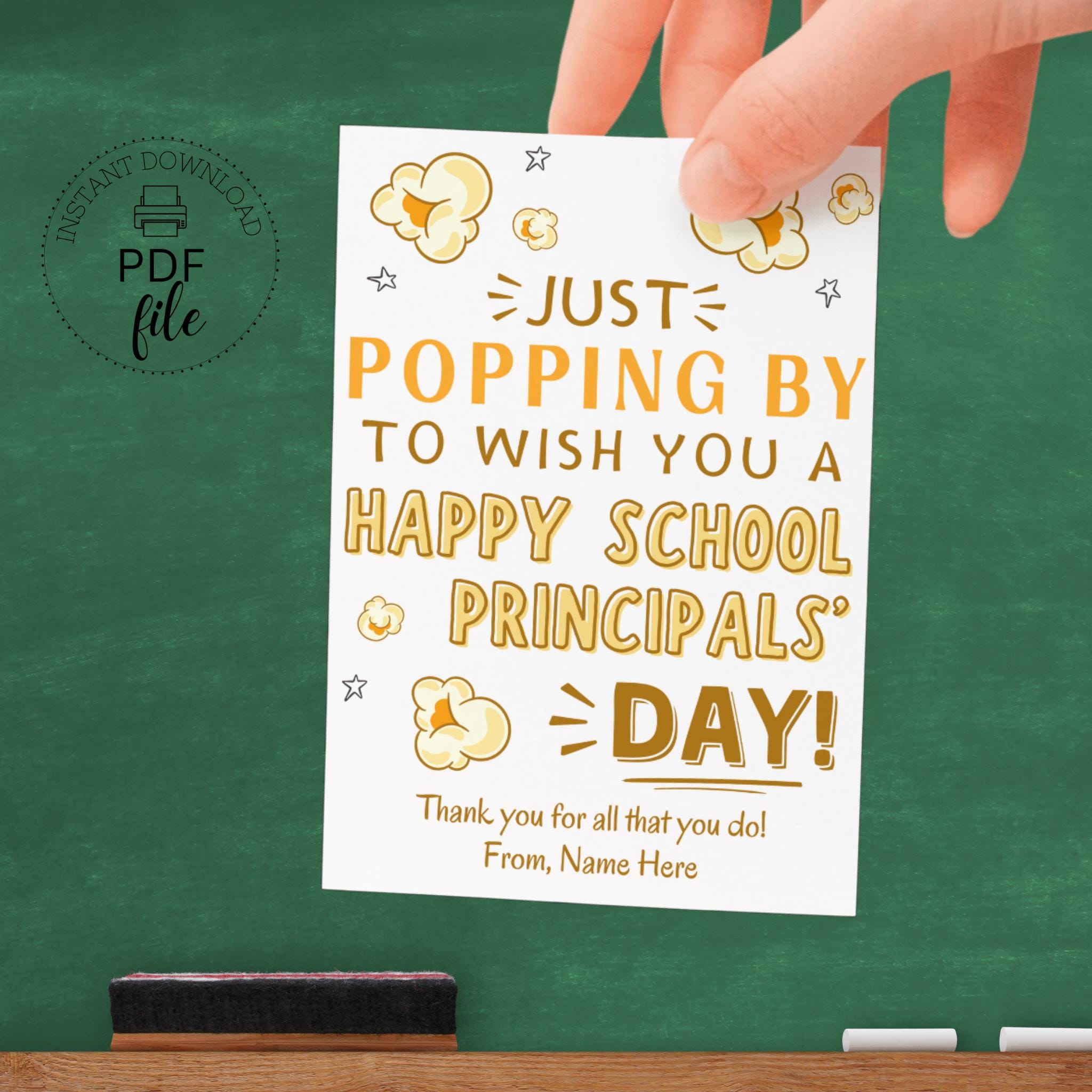 Printable School Principal Gift Tag, Personalized Just Popping by to ...