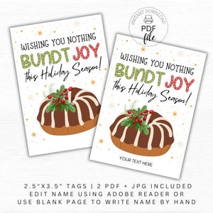 Printable Christmas Bundt Cake Treat Tag, Personalized Wishing You ...